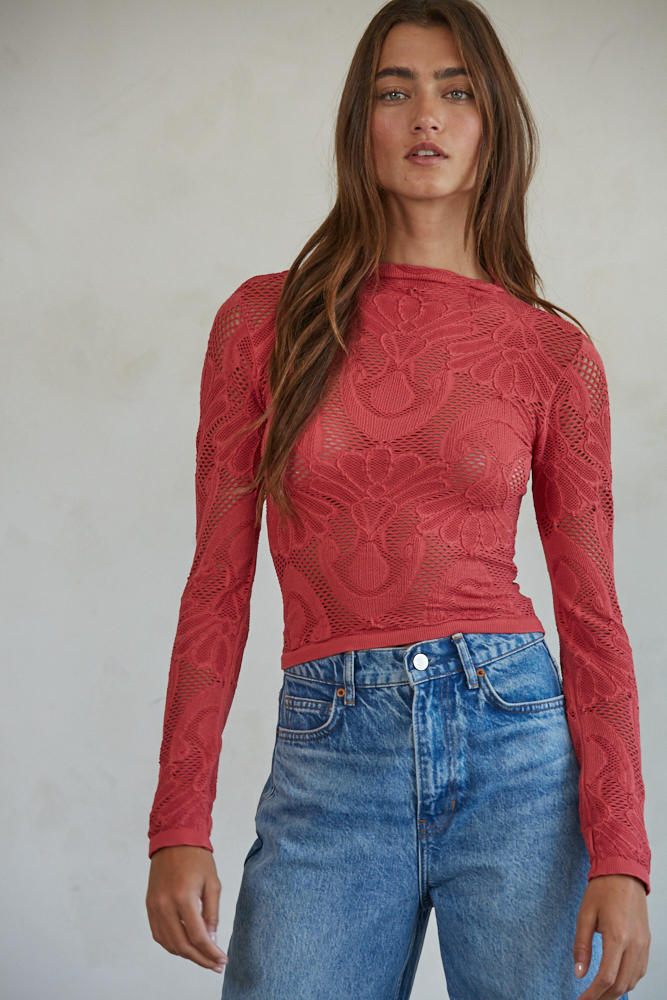 Fishnet Sheer Top | Crimson – AddisonsWonderland